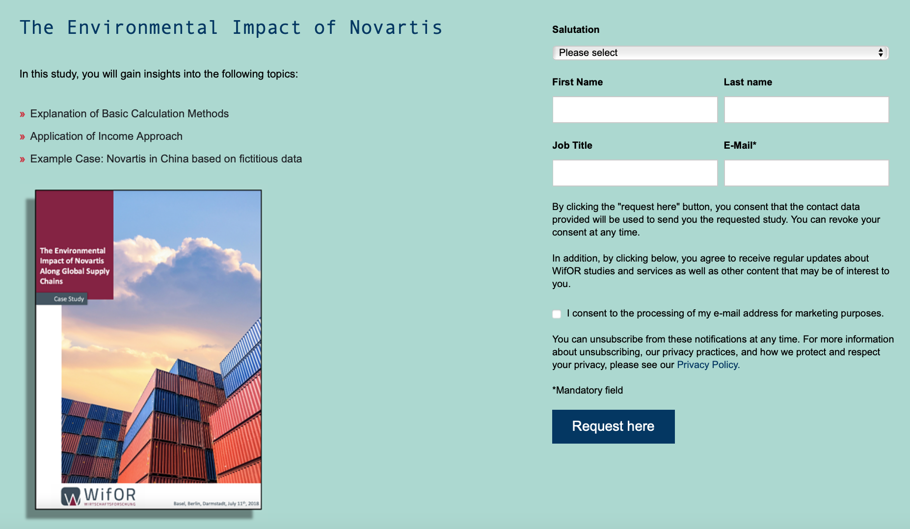 The Environmental Impact of Novartis Along Global Supply Chains - WifOR