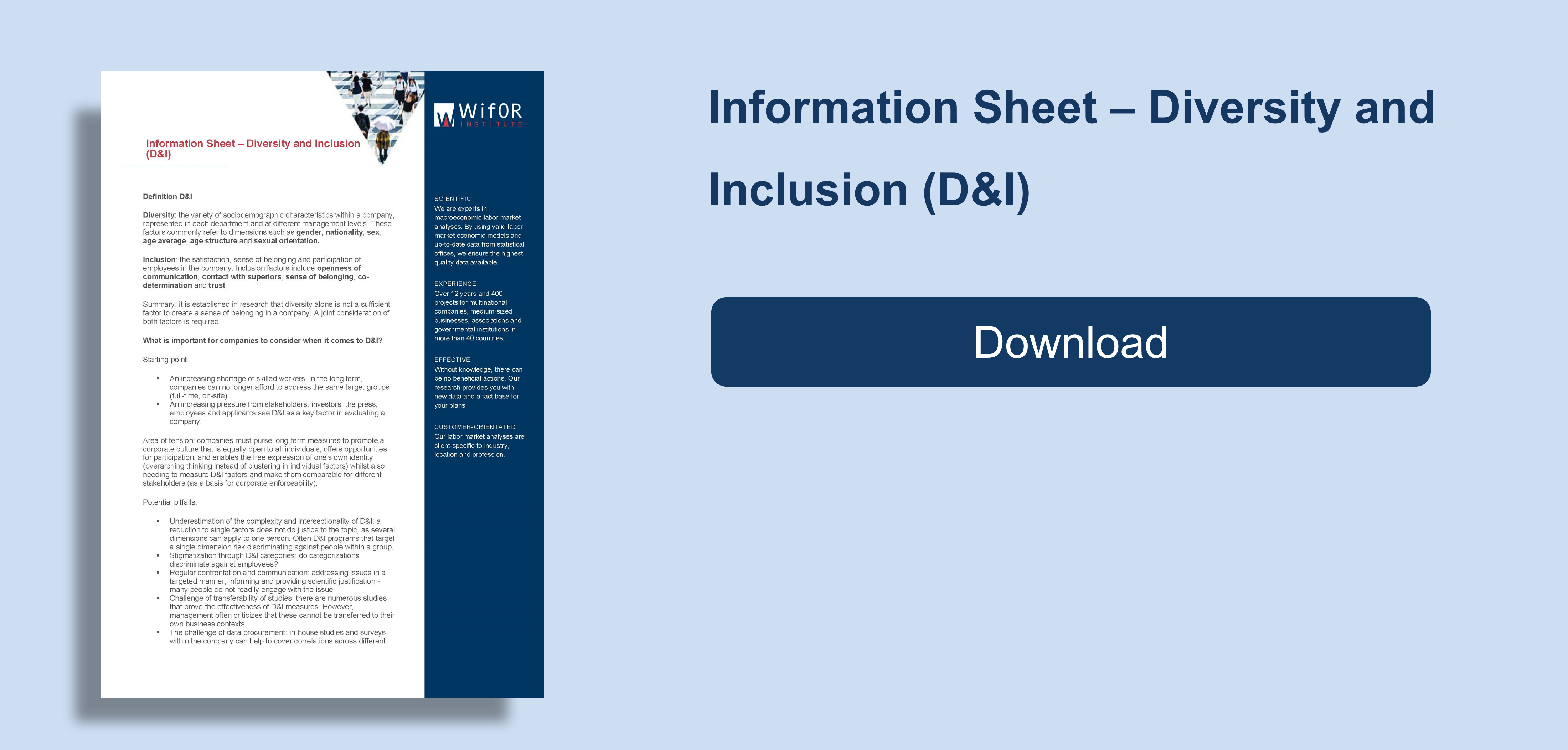 Download form: Information Sheet - Diversity and Inclusion (D&I)